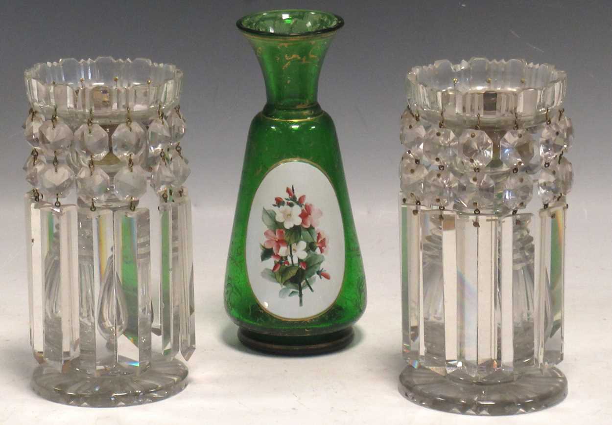 Lot 14 - A pair of candle lustre candlesticks, 19cm