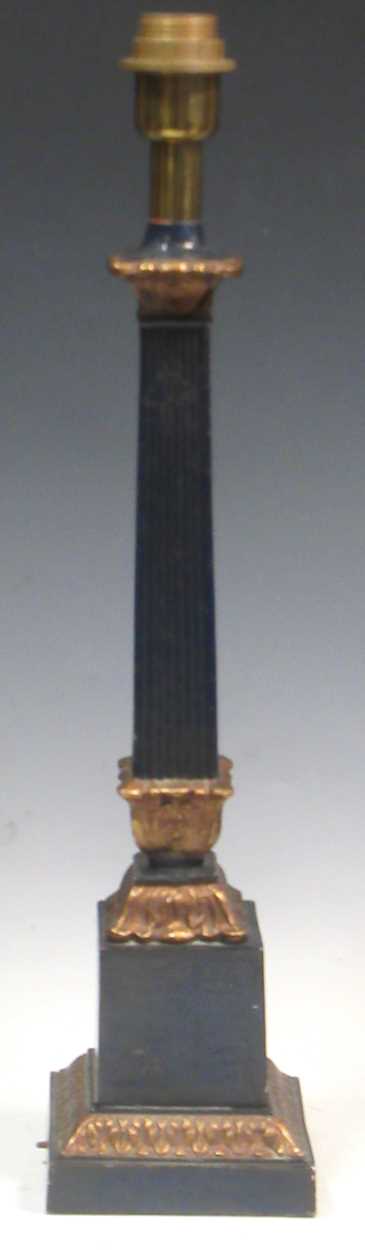Lot 54 - An Empire style ebonised columnar lamp base