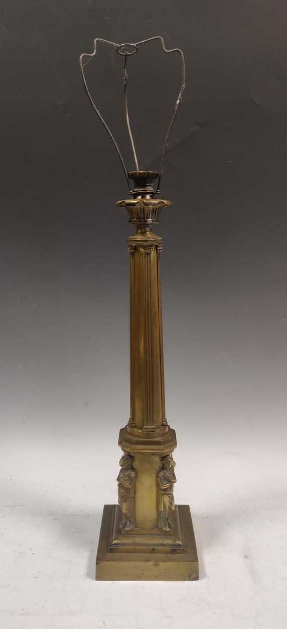 Lot 509 - A gilt metal column lamp base 75cm high