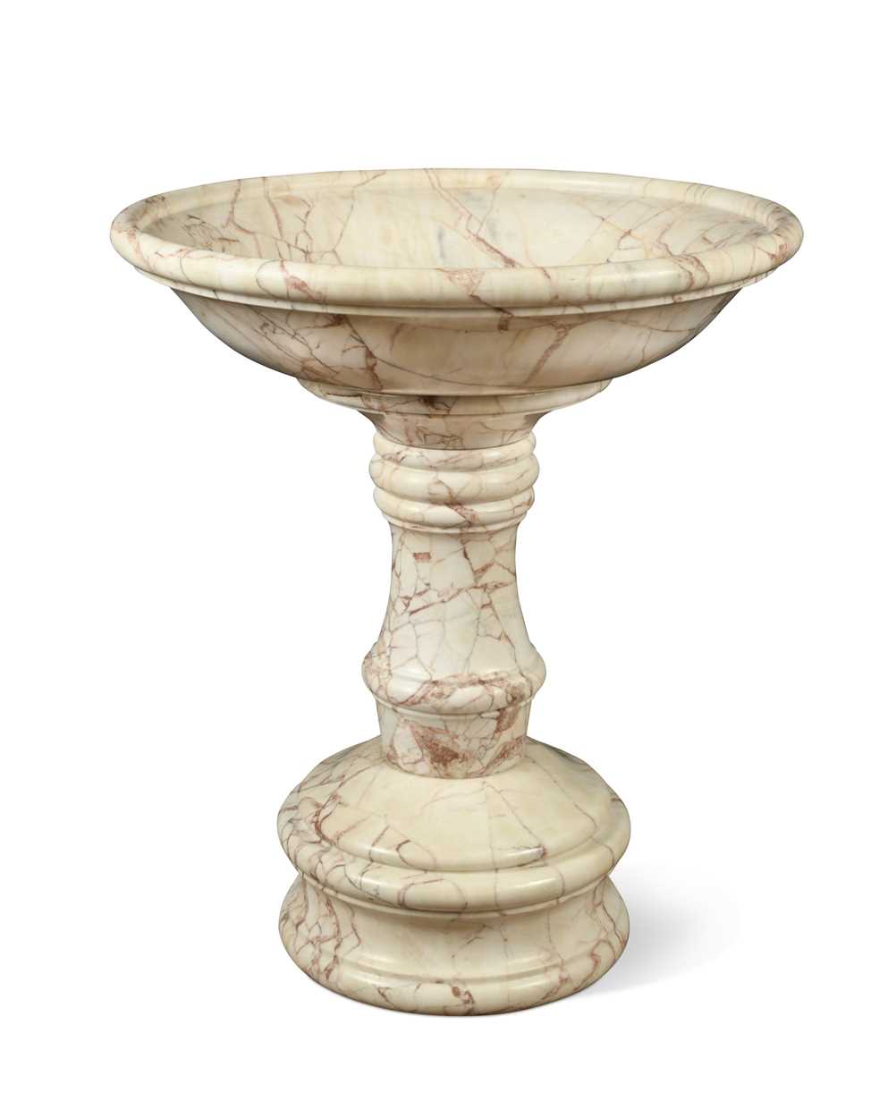 Lot 600 - A red veined marble pedestal basin,