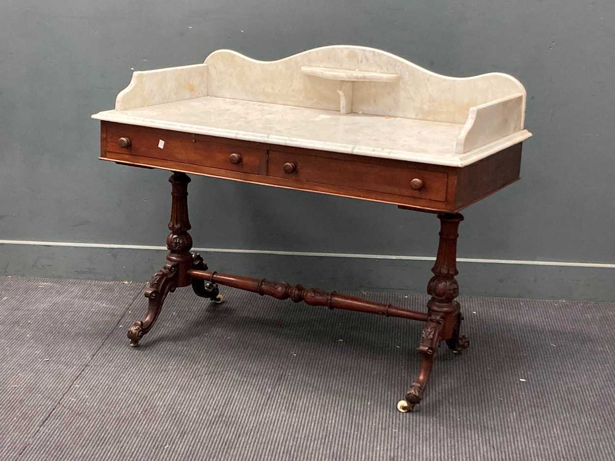 Lot 361 - A Victorian mahogany two drawer washstand