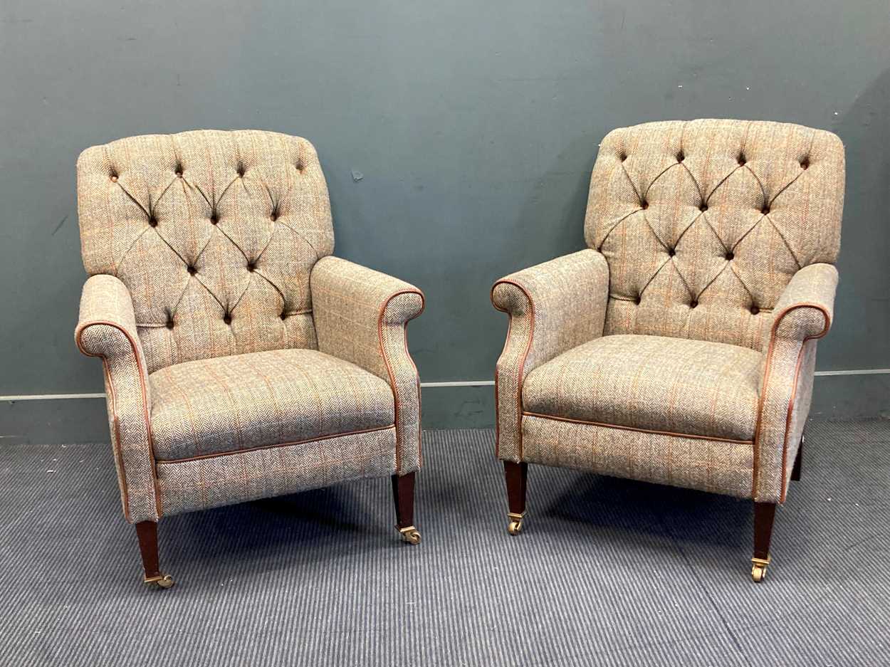 Lot 425 - Two modern Harris Tweed fabric button back