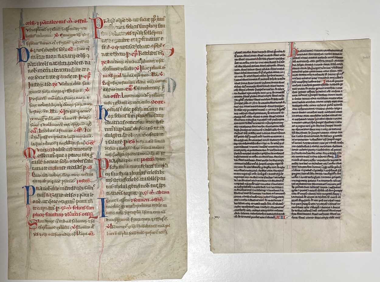 Lot 363 - Two Medieval vellum manuscript leaves:
