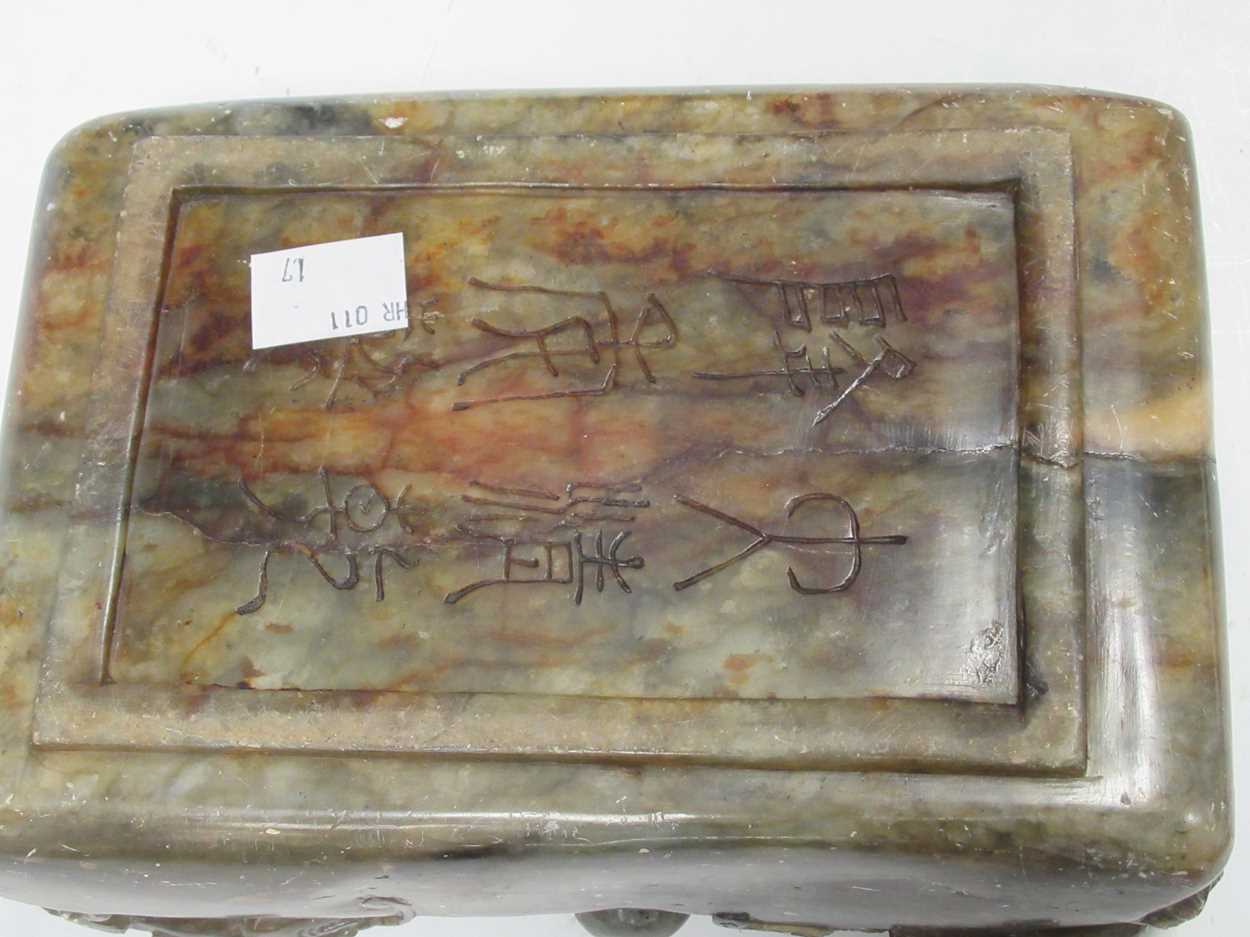 Lot 117 - A rectangular Chinese soapstone dish with
