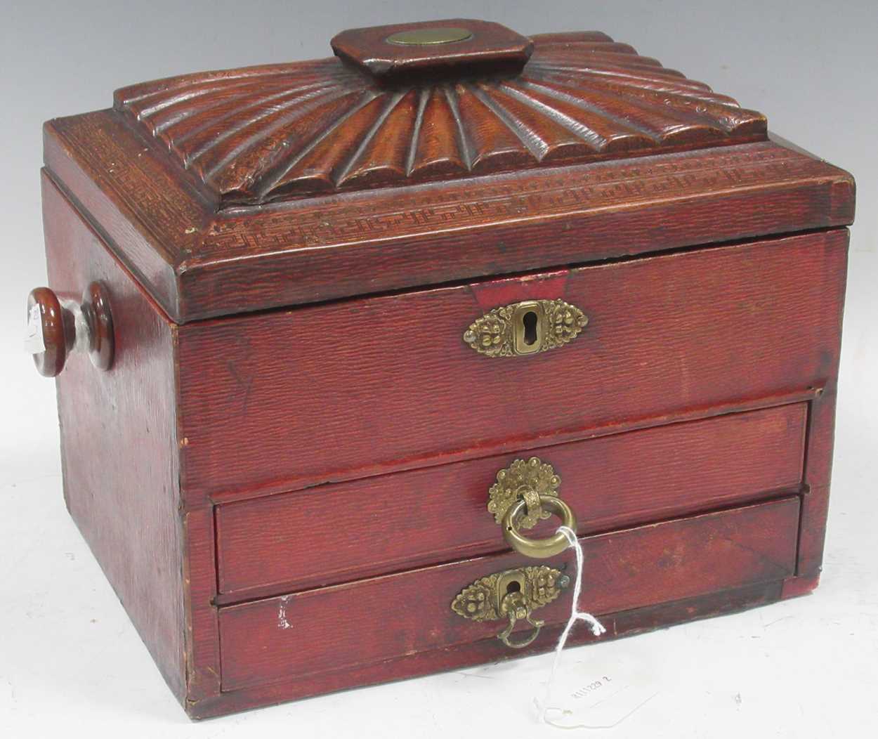 Lot 58 - A Regency leather covered jewellery box,