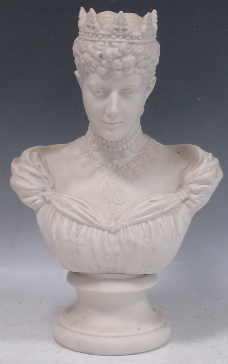 Lot 38 - A Parian bust of Princess Alexandra, modelled