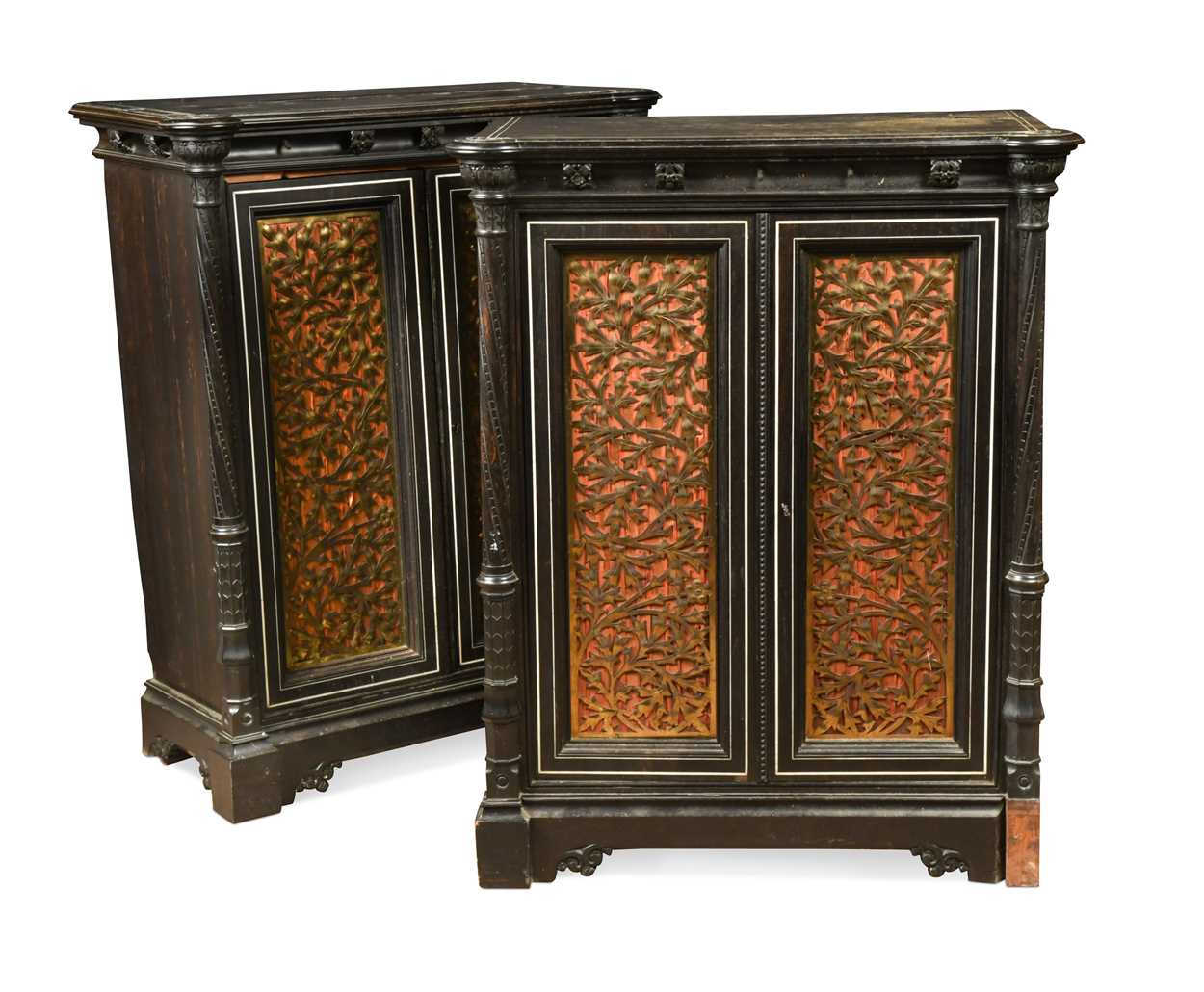 Lot 200 - A fine pair of Puginesque pier cabinets,