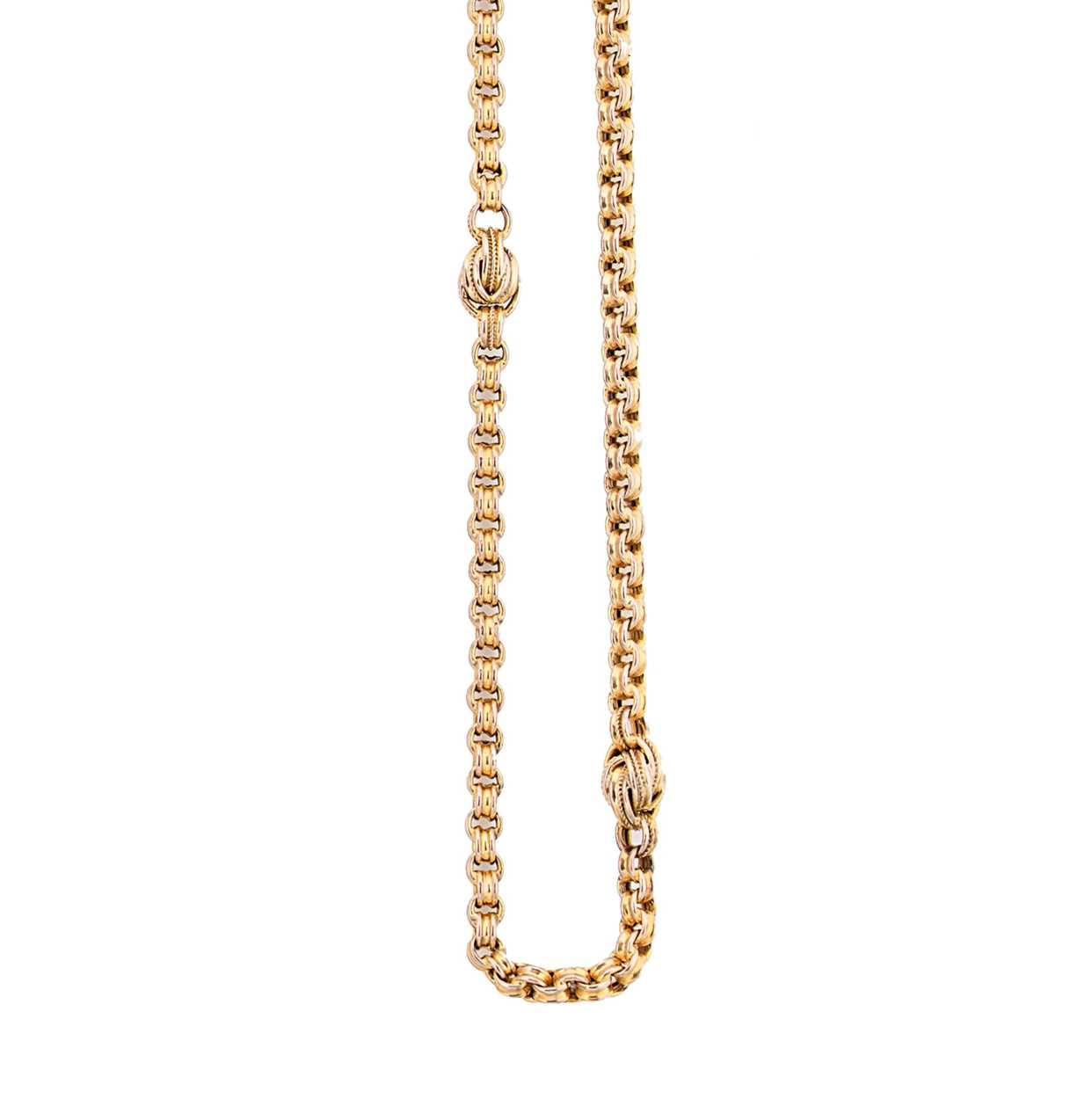 Lot 33 - A fancy long guard chain,