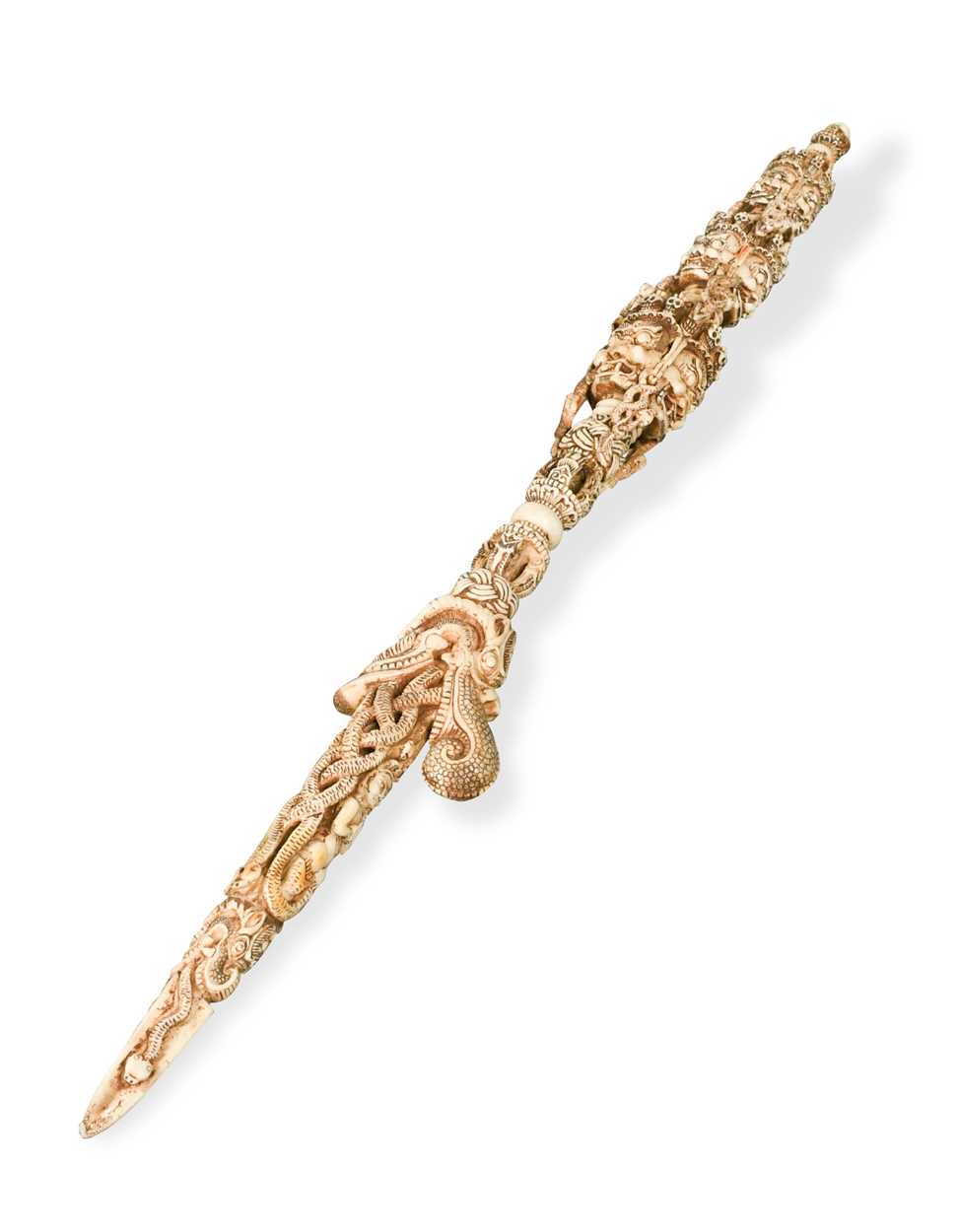 Lot 102 - A Tibetan bone Phurba (ritual dagger),