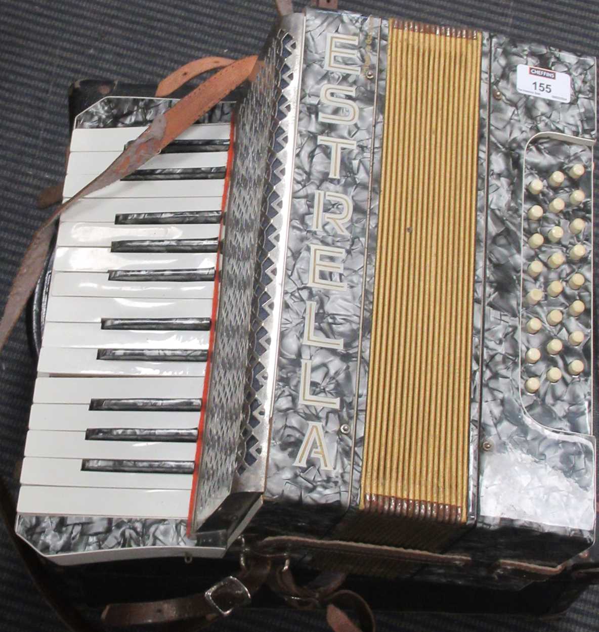 Lot 155 - An Estrella piano accordion with a pearlised