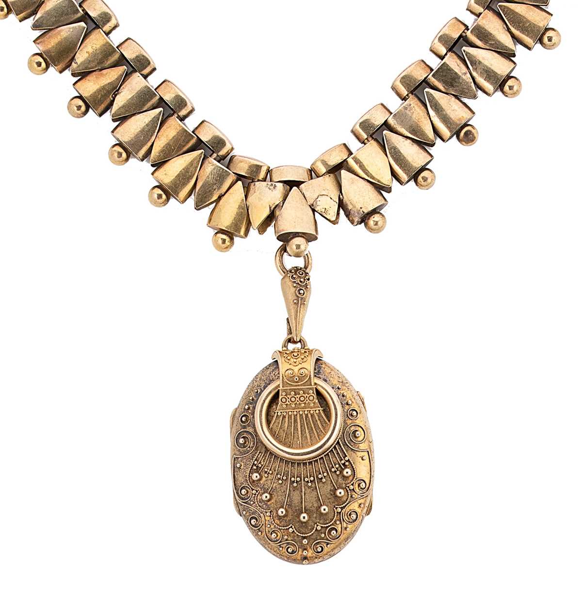 Lot 60 - A Victorian collarette necklace and locket,