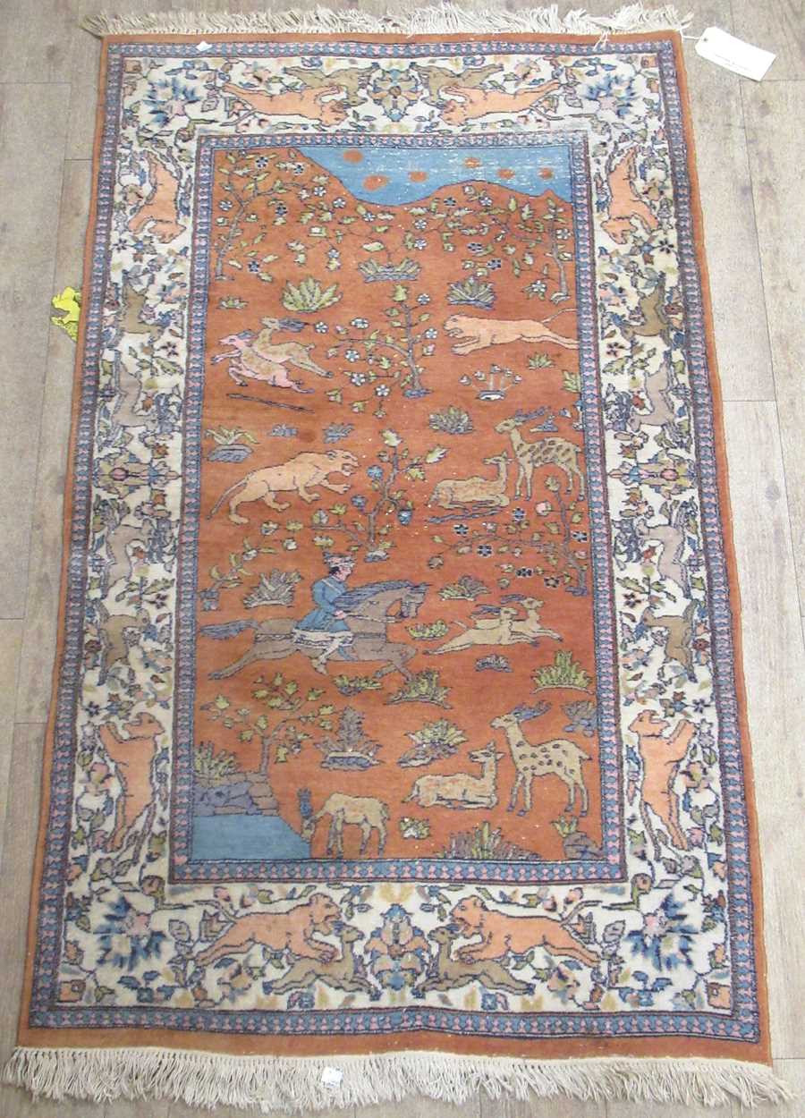 Lot 614 - Four assorted vintage rugs, including a