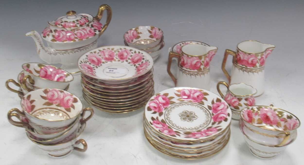 Lot 64 - A composed, mostly Foley, rose painted tea