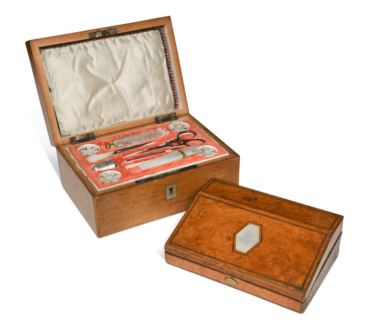 Lot 254 - Two sewing boxes, 19th century,