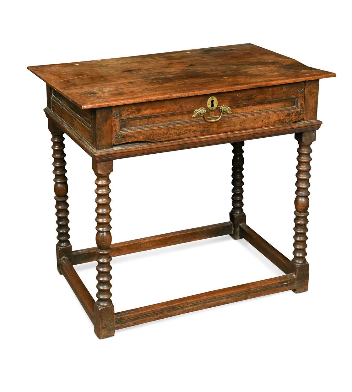 Lot 486 - An oak and walnut side table, late 17th