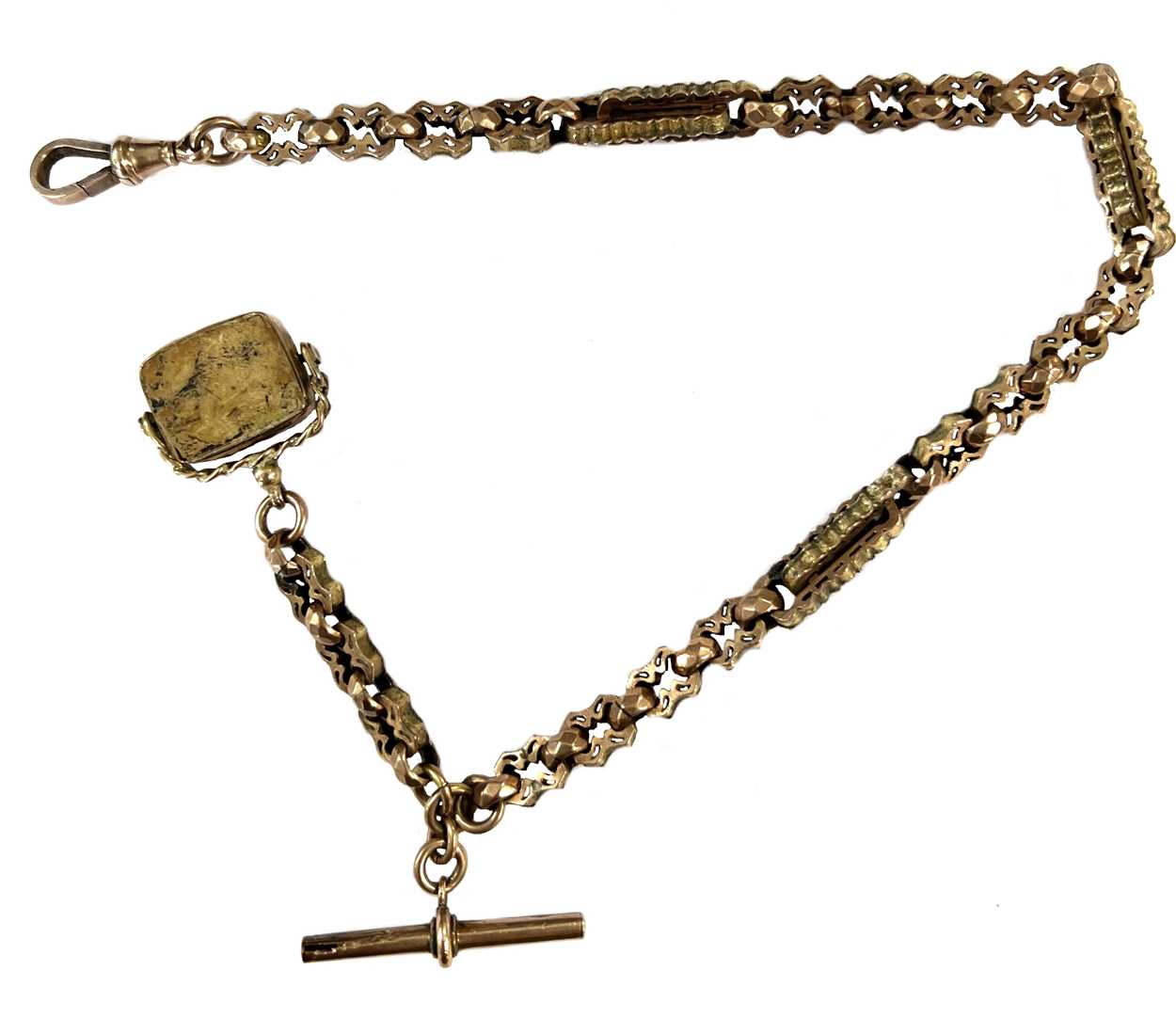 Lot 207 - A watch chain with 9ct gold swivel fob