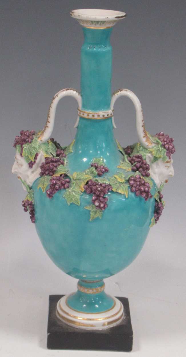 Lot 74 - Chelsea Derby two handled vase with turquoise