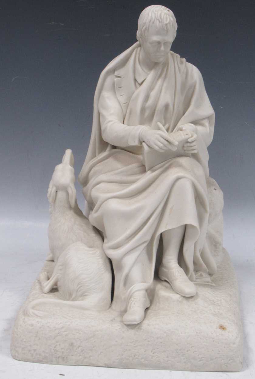 Lot 13 - A Copeland Parian figure of Sir Walter Scott,