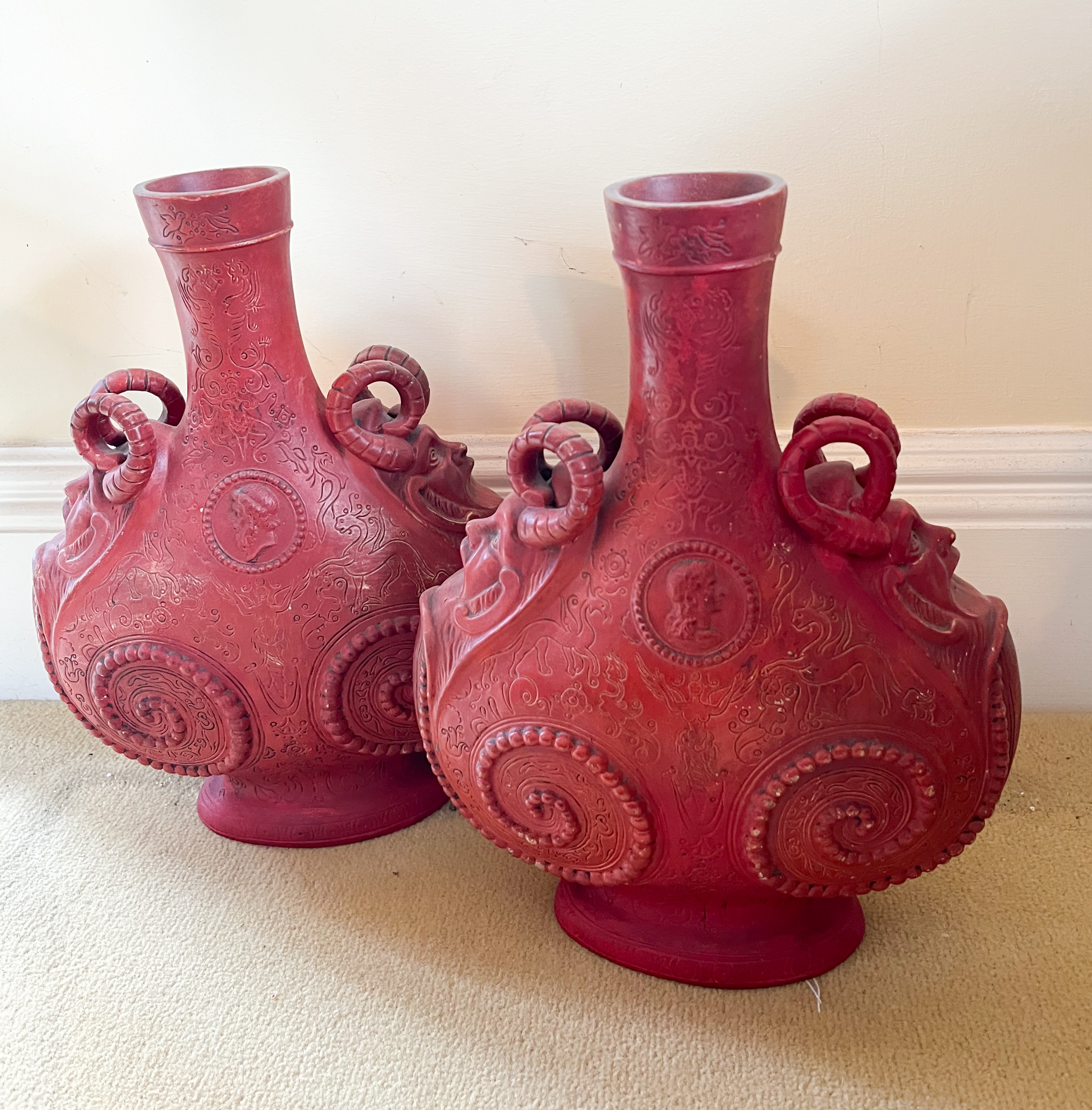 Lot 111 - A pair of Gerber and Schiller redware moon