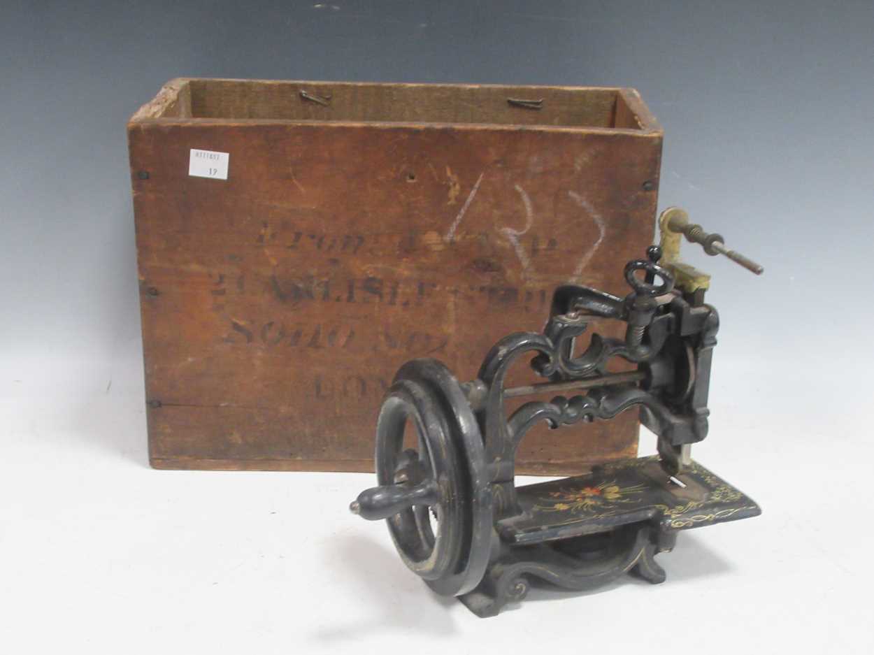 Lot 115 - James G Weir sewing machine, circa 1870, in