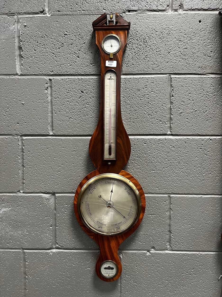 Lot 841 - A 19th century banjo barometer with broken
