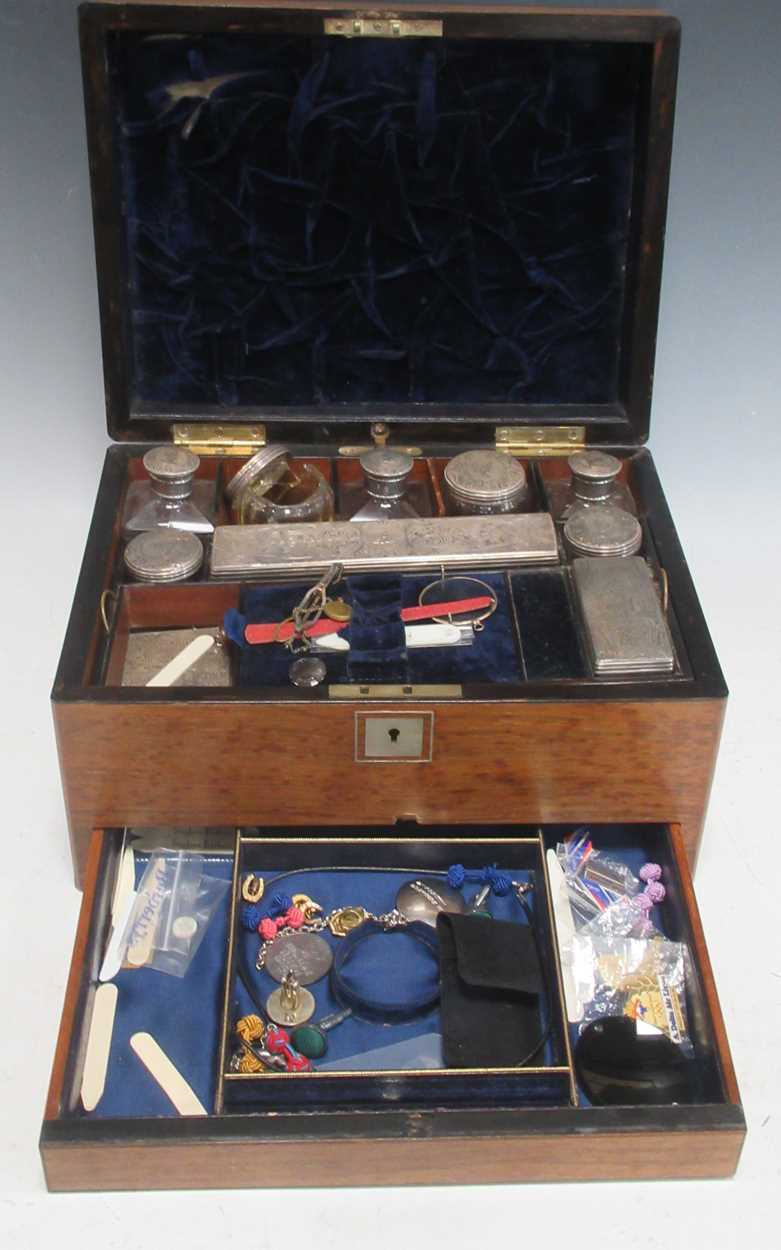 Lot 90 - A Victorian rosewood dressing table set, with