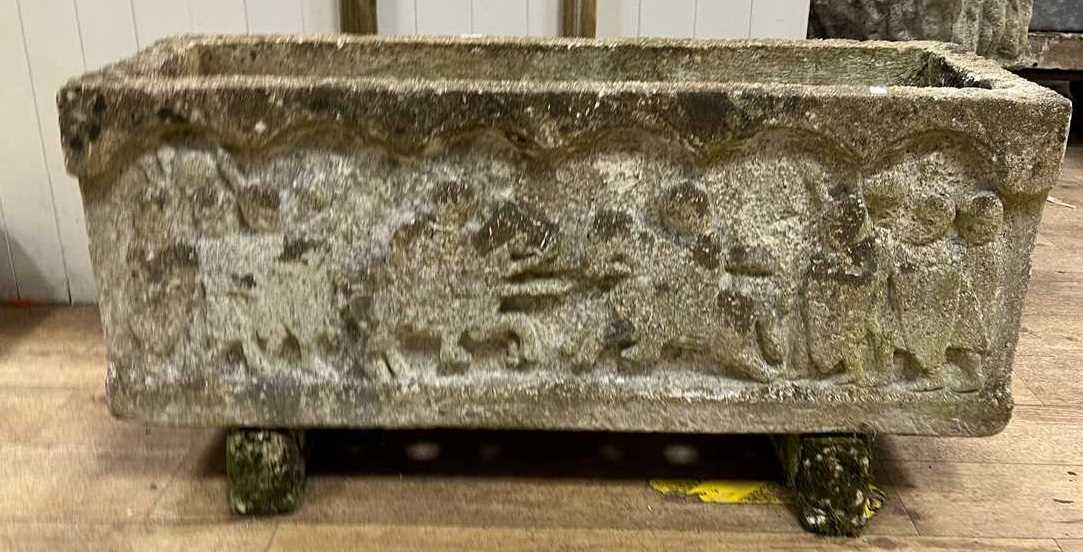 Lot 445 - A rectangular composite stone garden trough,