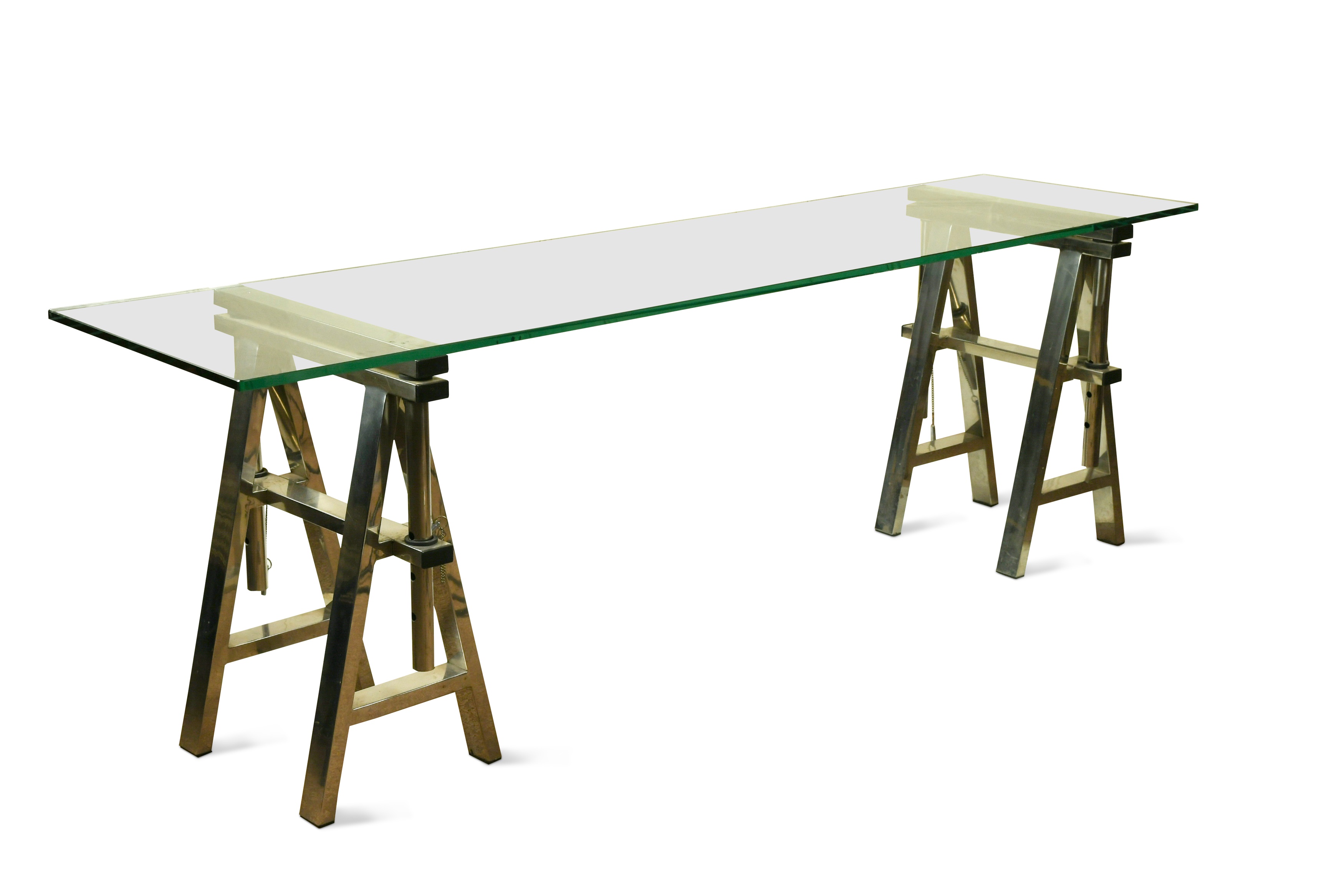 Lot 374 - A contemporary glass and chrome trestle