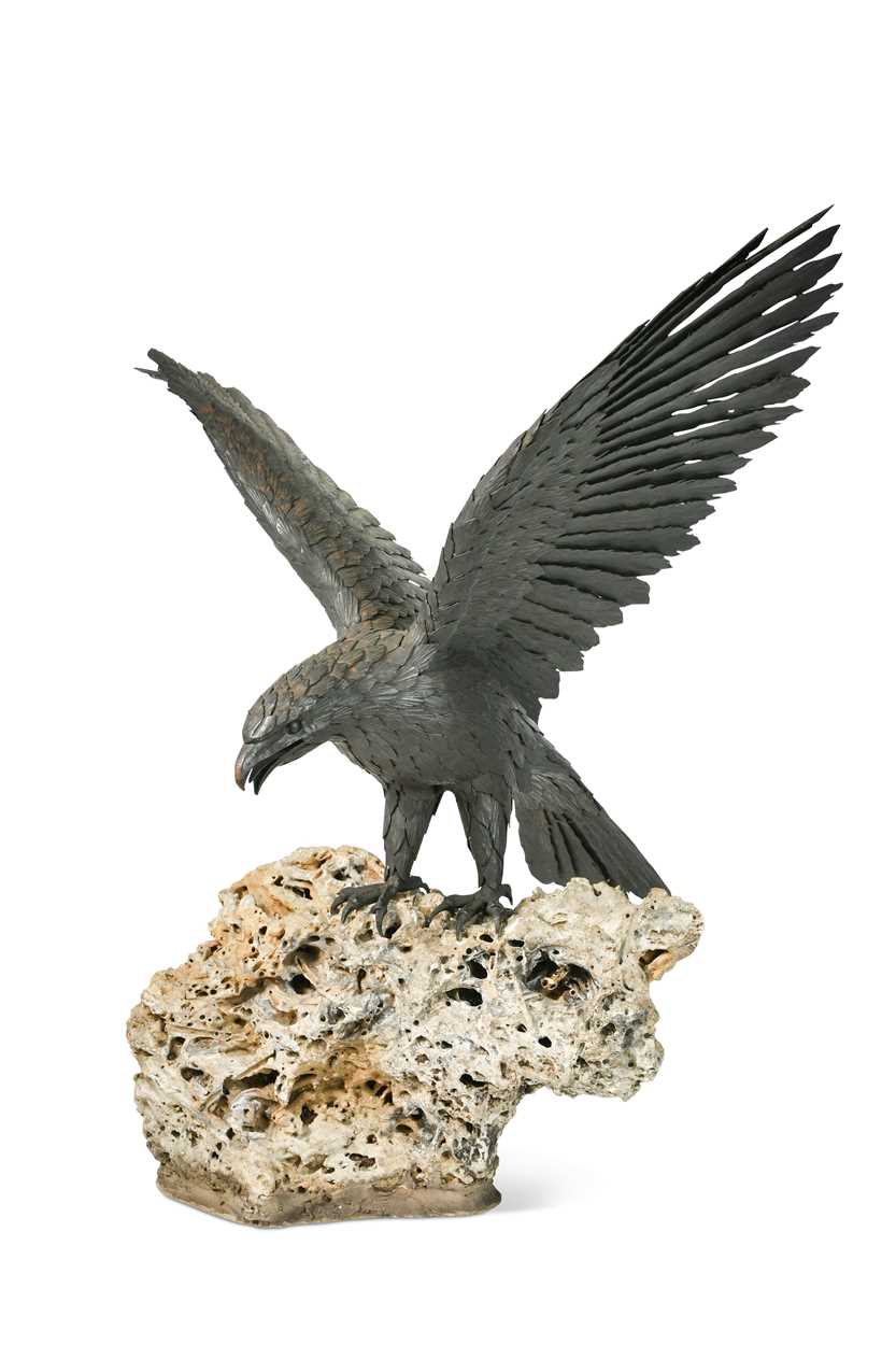 Lot 118 - A patinated steel sculpture of an Eagle,