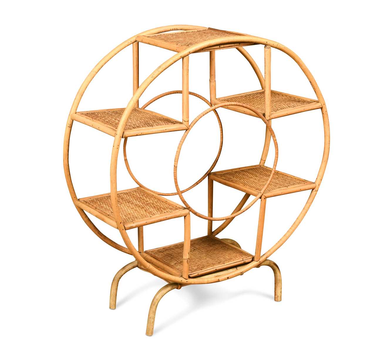 Lot 327 - A set of mid-century rattan shelves,