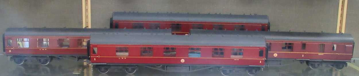 Lot 42 - Four Gauge I LMS Passenger Coaches, hand