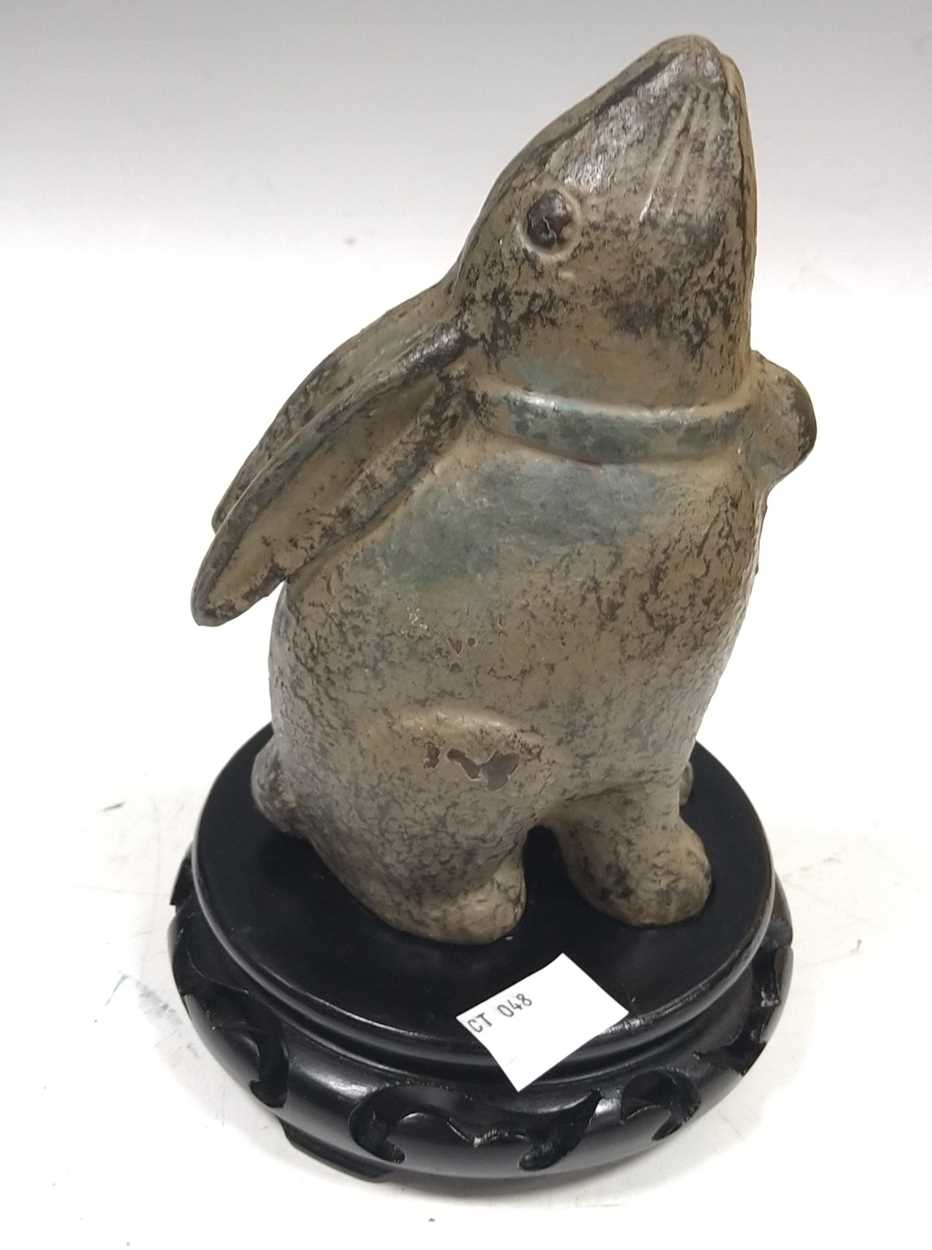 Lot 133 - Chinese cast iron model of a moon-gazing pet