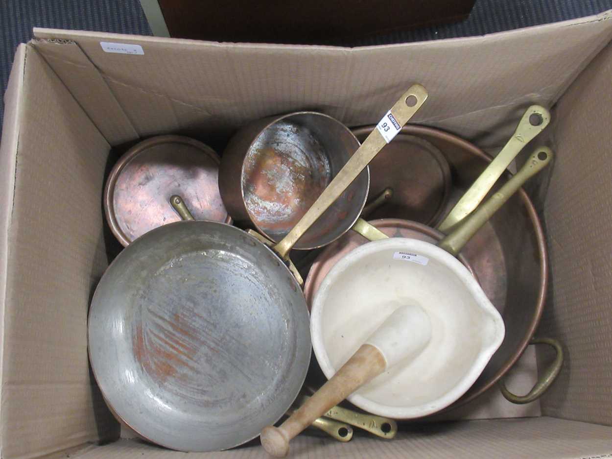Lot 93 - Set of copper kitchen pans by Divertimenti.
