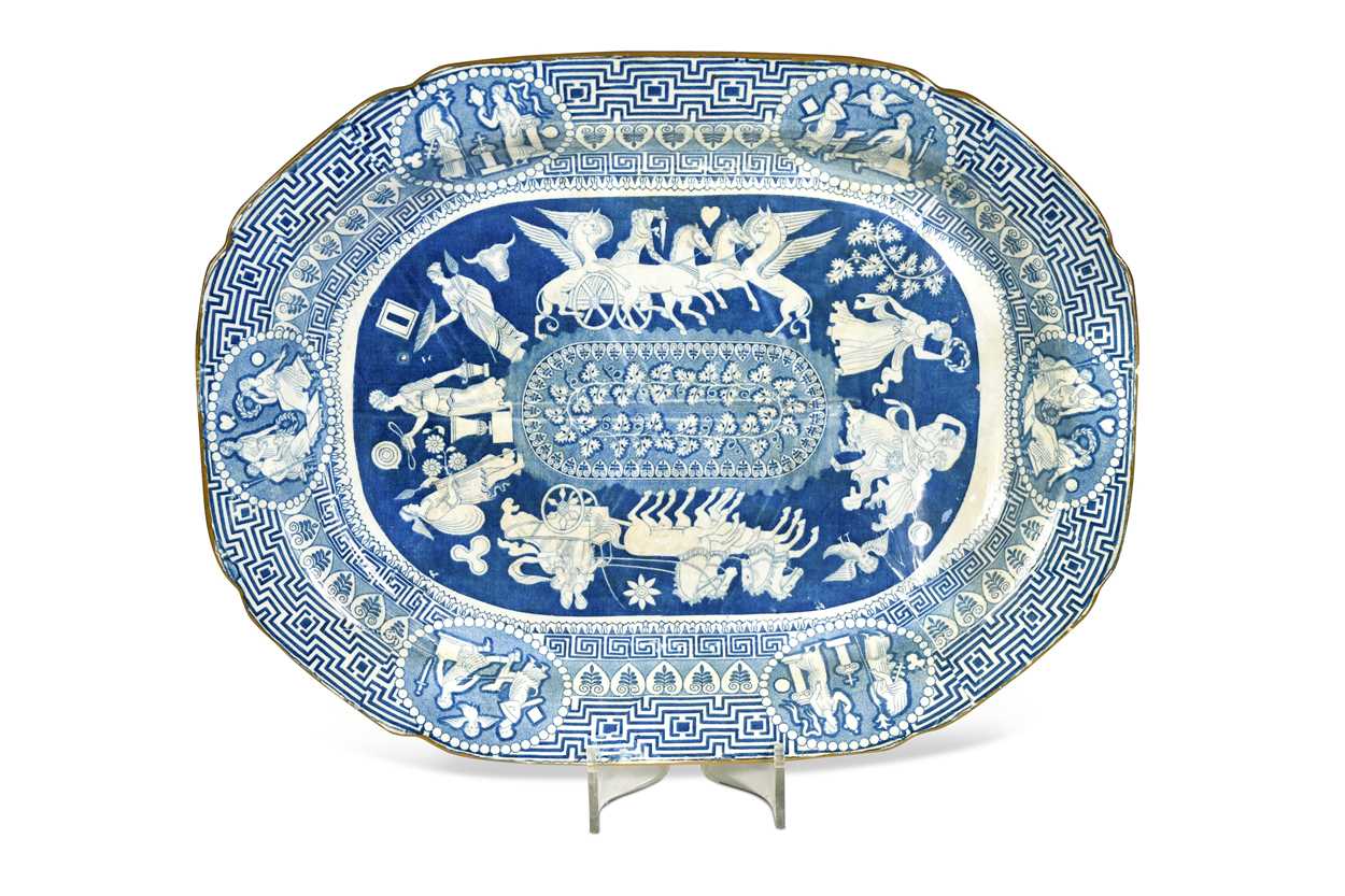 Lot 255 - A Herculaneum pottery blue and white Greek