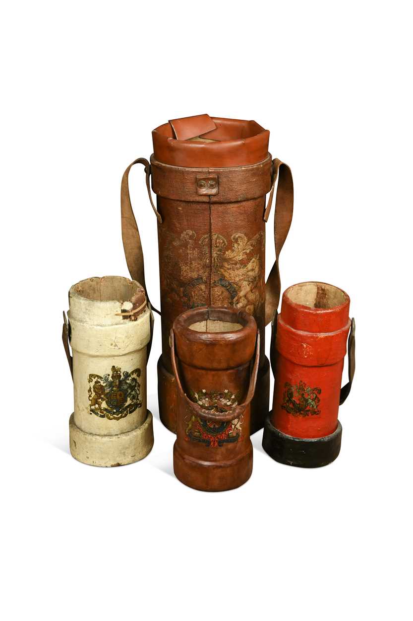 Lot 278 - A group of four leather shell carriers, 19th