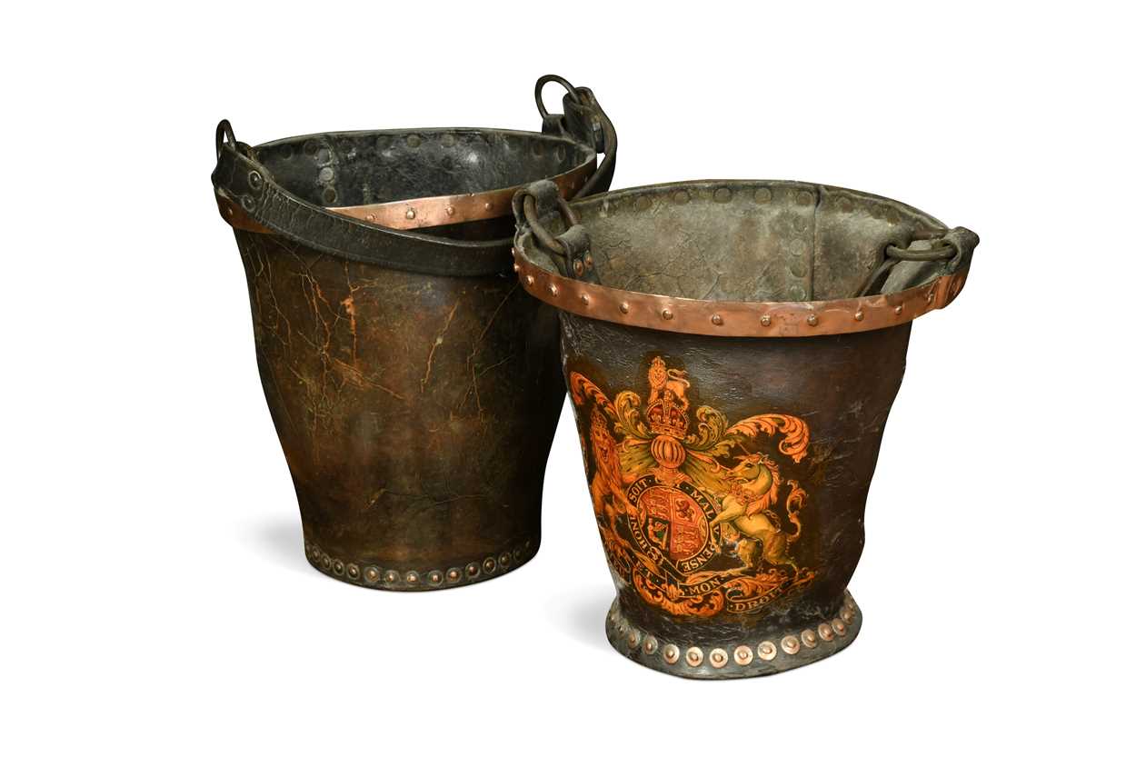 Lot 265 - Two leather fire buckets, early 19th century,