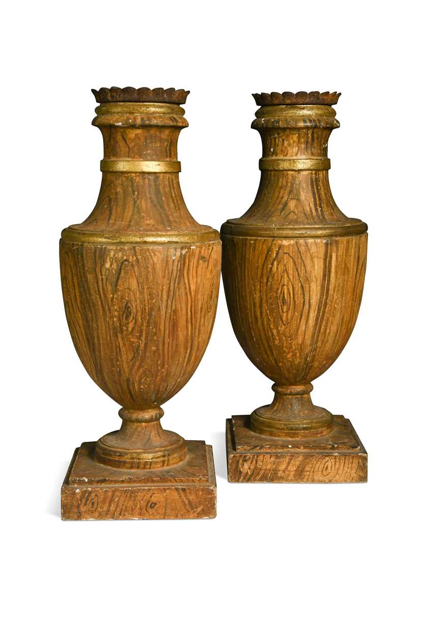 Lot 311 - A pair of French turned-wood pricket stands,