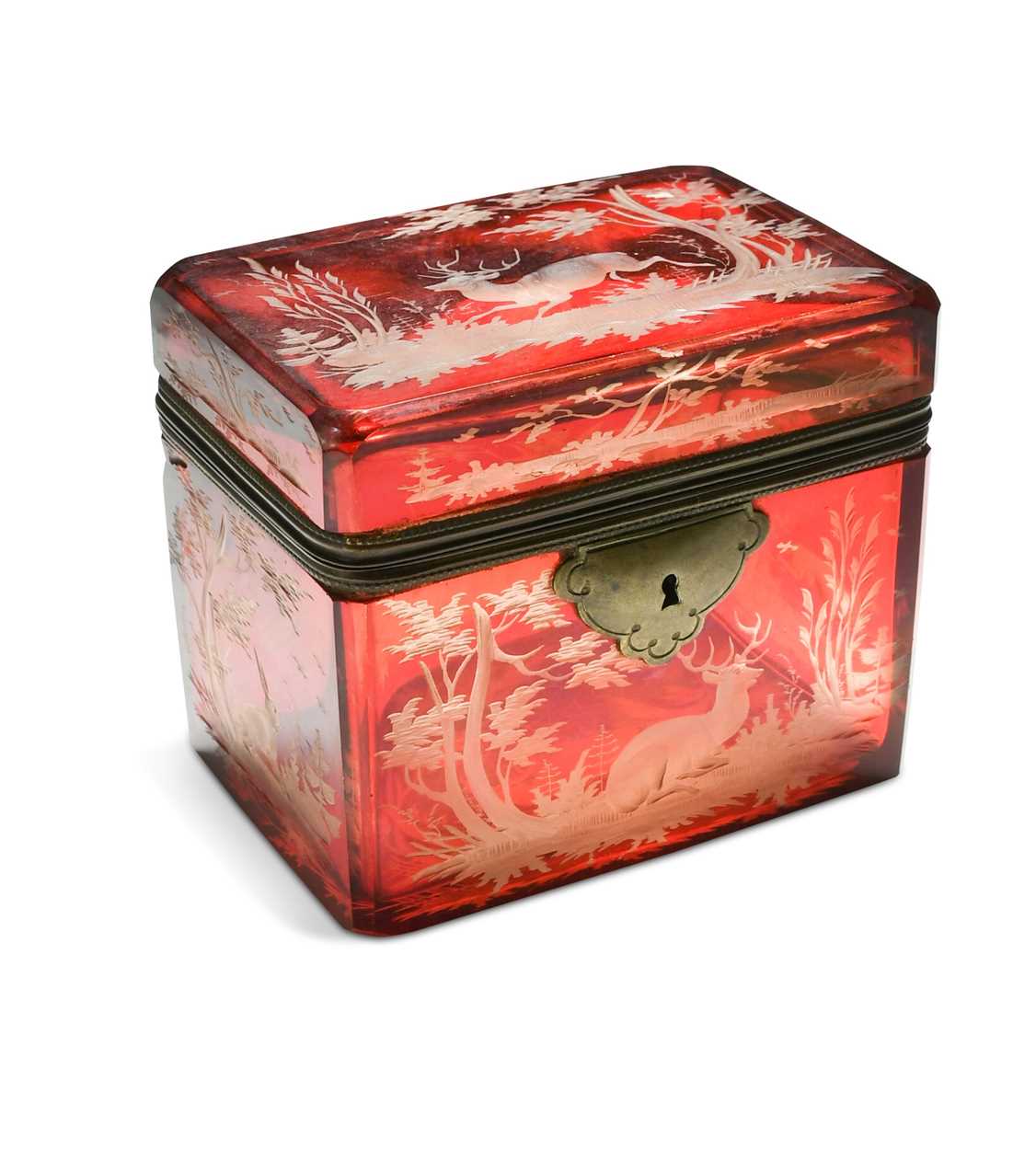 Lot 348 - A Bohemian ruby flash cut and gilt metal