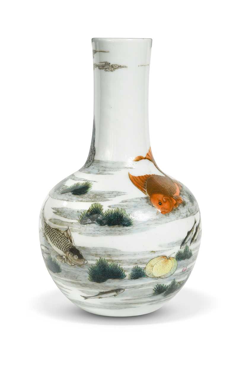 Lot 44 - A Chinese porcelain fish vase, Republic