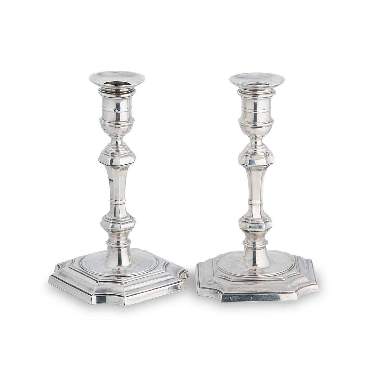 Lot 497 - A pair of Victorian silver candlesticks,