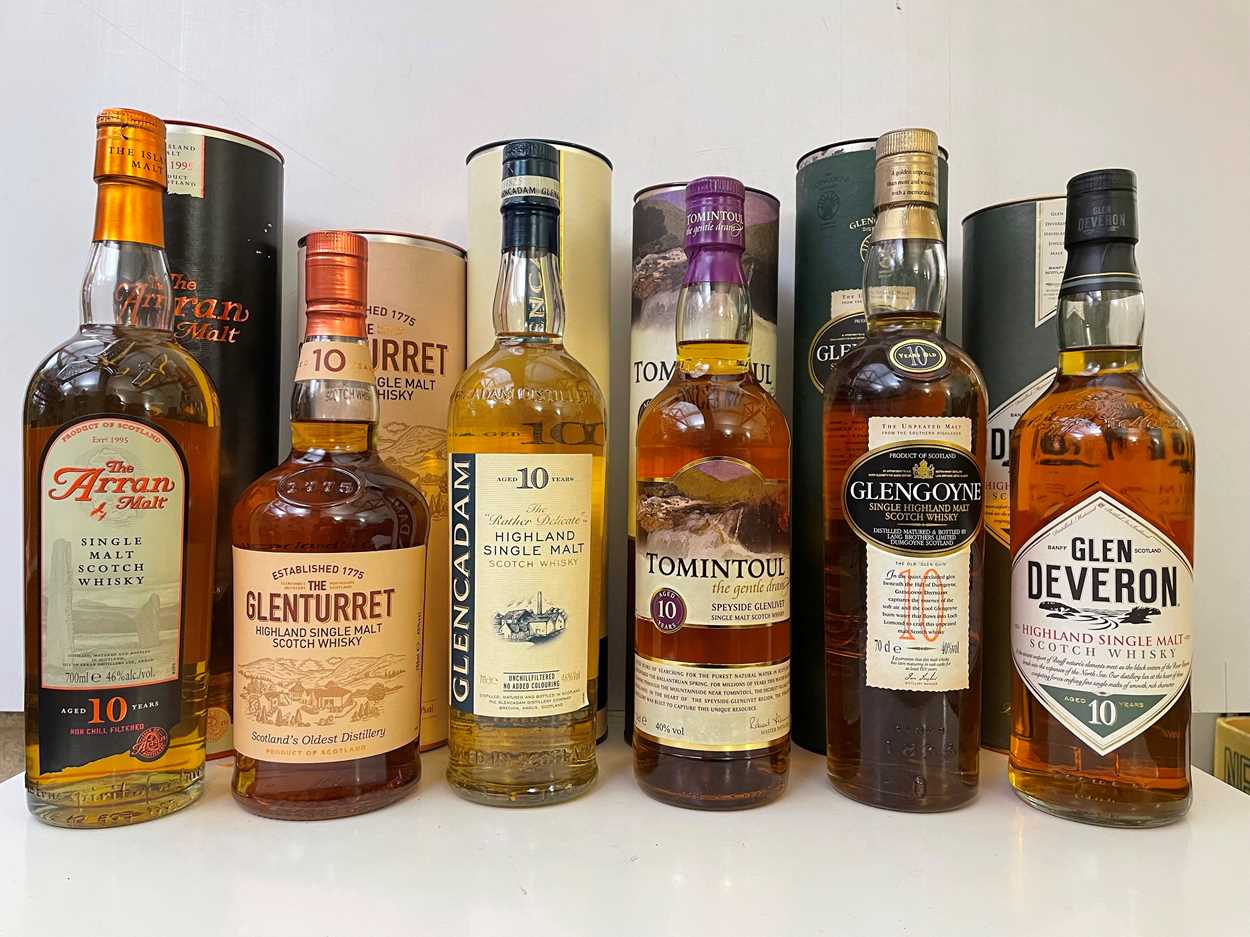 Lot 166 - Single Malt Scotch Whisky, 6 bottles of 10