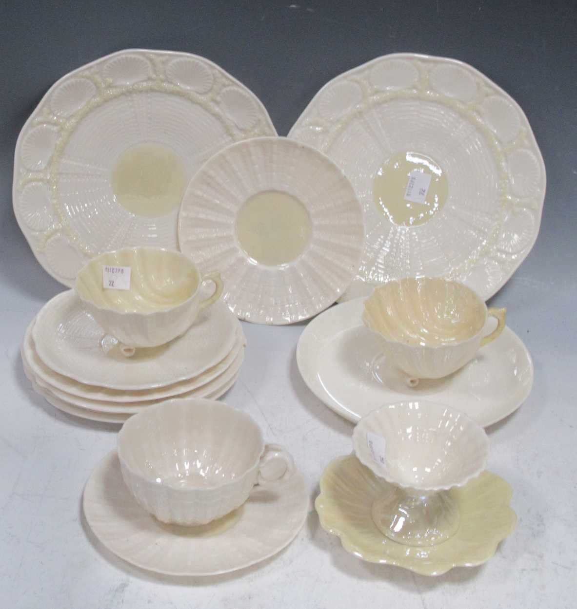 Lot 142 - Eleven Belleek saucers of seashell form,