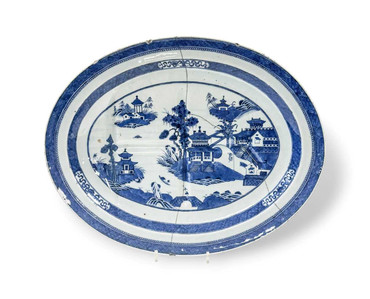 Lot 13 - A rare Chinese blue and white meat platter,