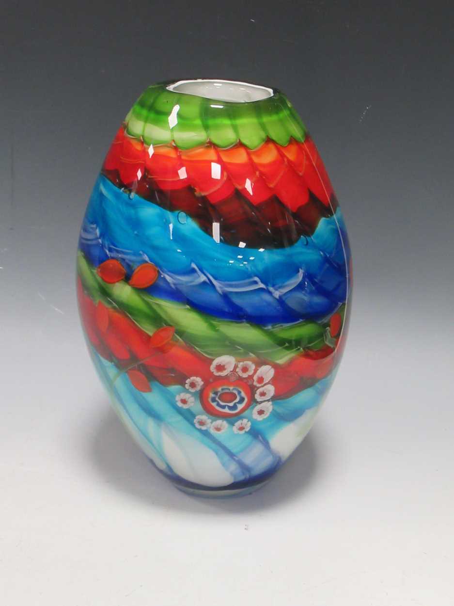 Lot 59 - A Murano style art glass vase, of ovoid form