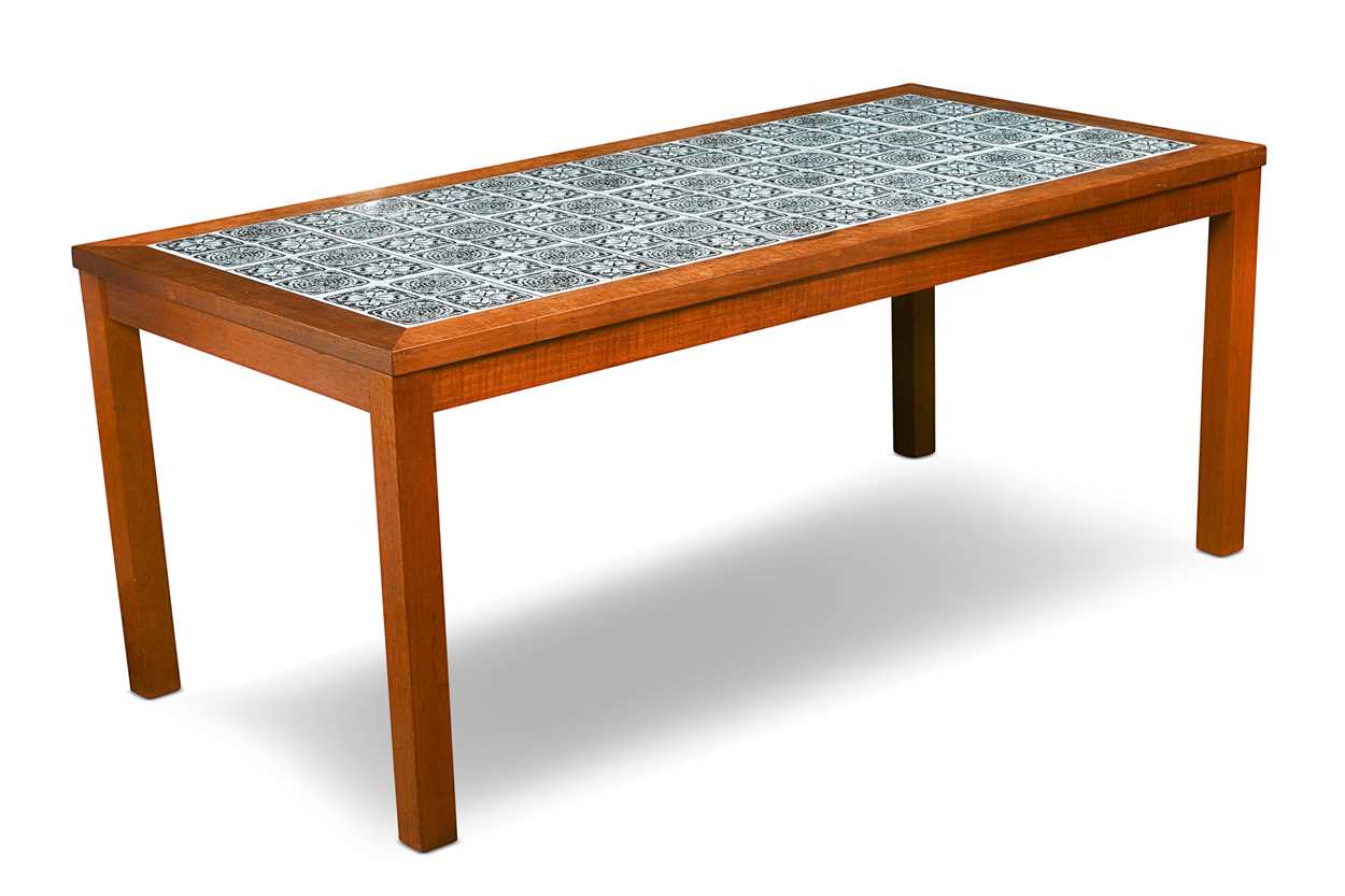 Lot 546 - A mid-century tile-top teak coffee table,