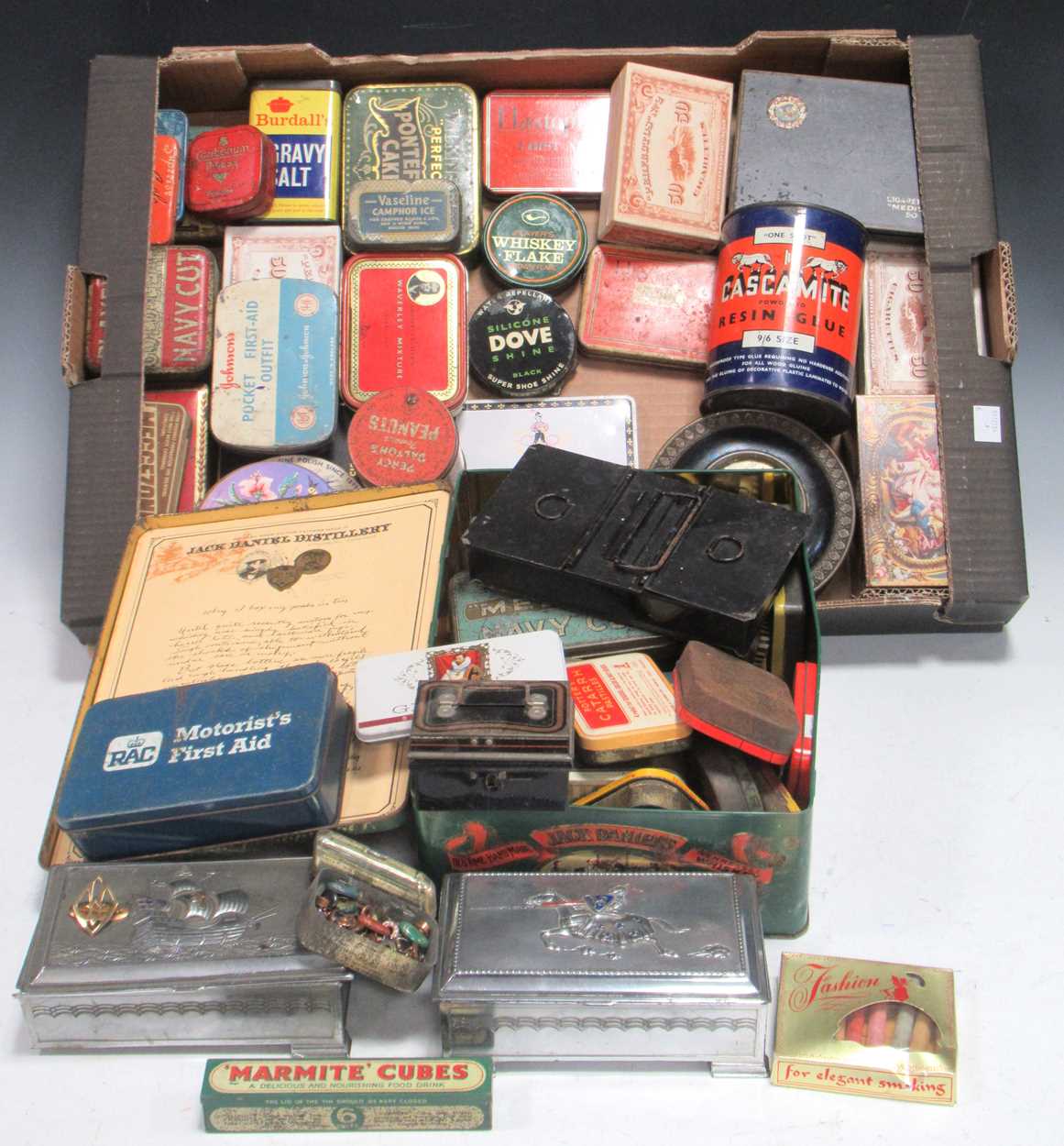 Lot 158 - Collection of enamelled tins and boxes, to