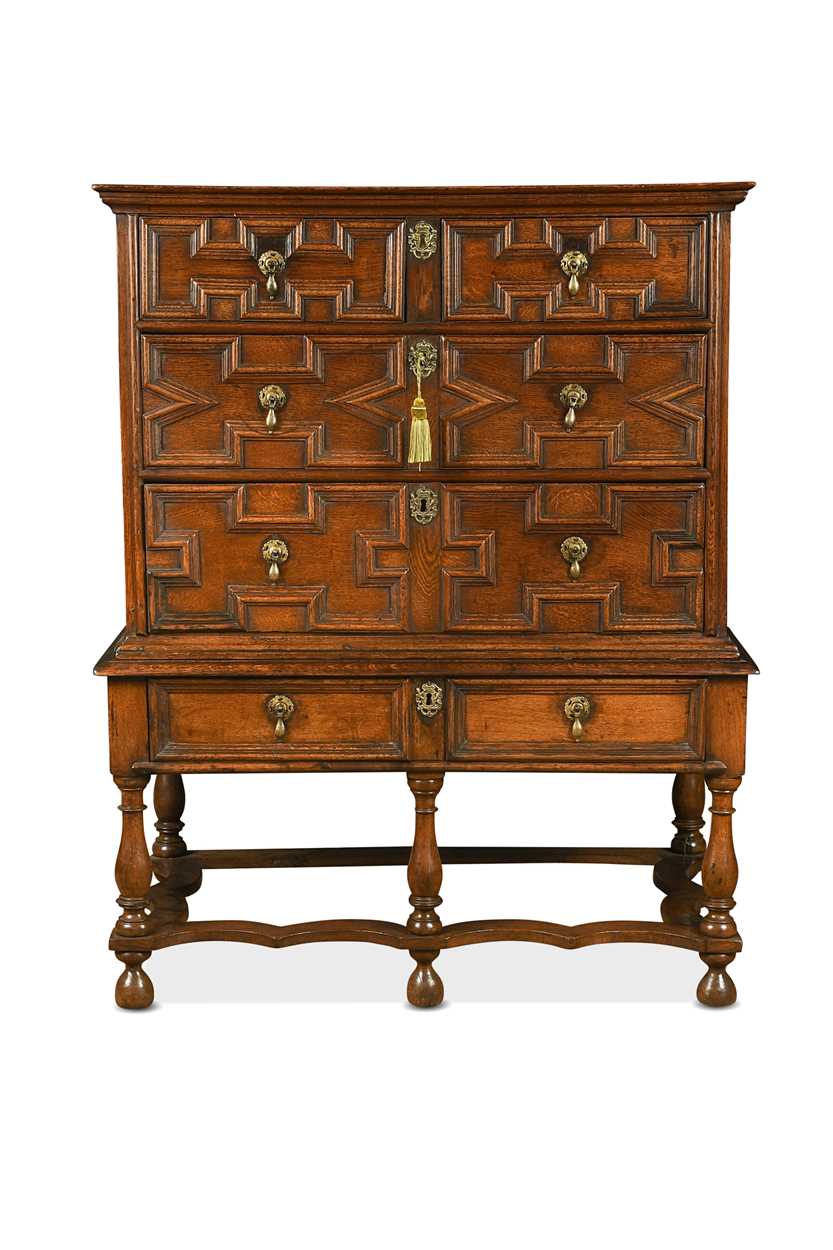 Lot 413 - A Queen Anne oak chest on stand, circa 1710,