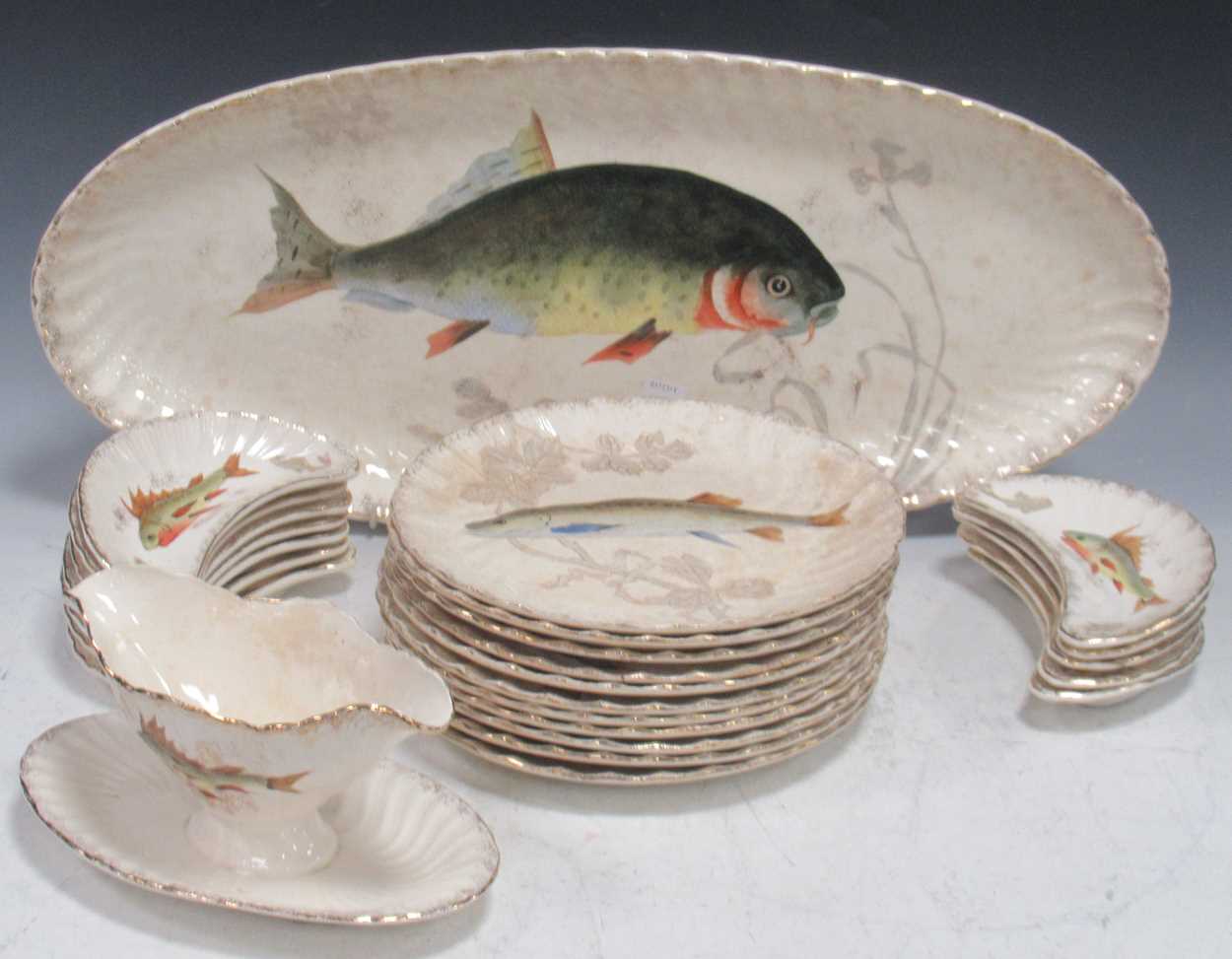 Lot 146 - A Franz Anton Mehlem fish service, late 19th