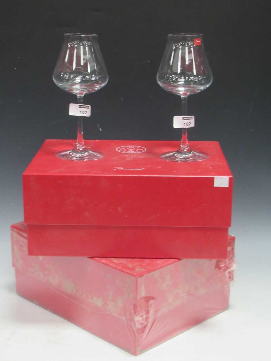 Lot 102 - Two pairs of Baccarat red wine glasses, in
