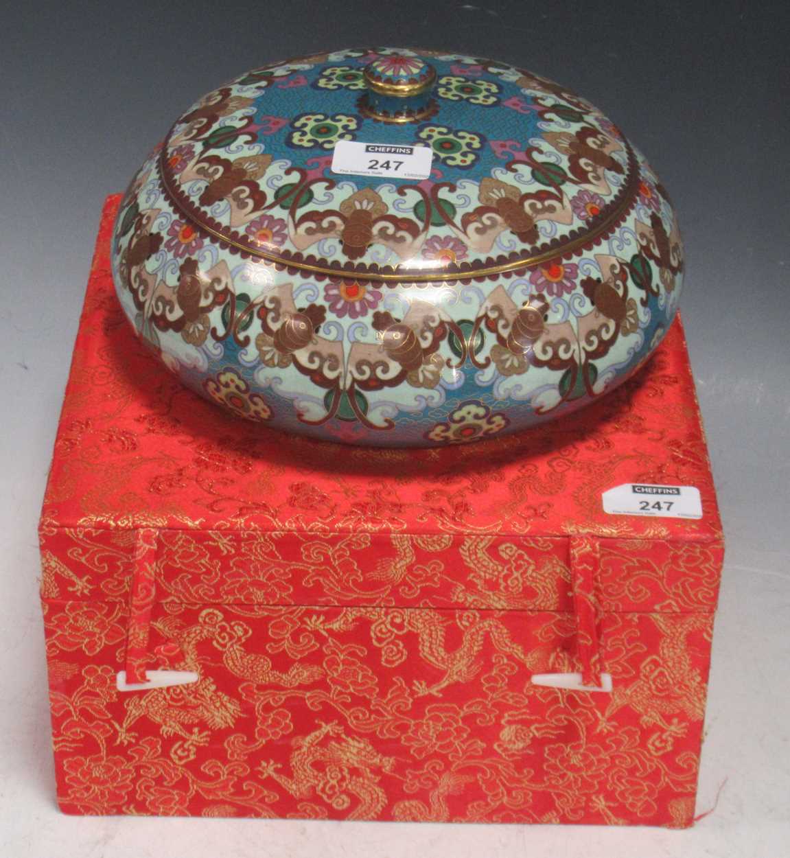 Lot 247 - A modern Chinese cloisonne bowl and cover,